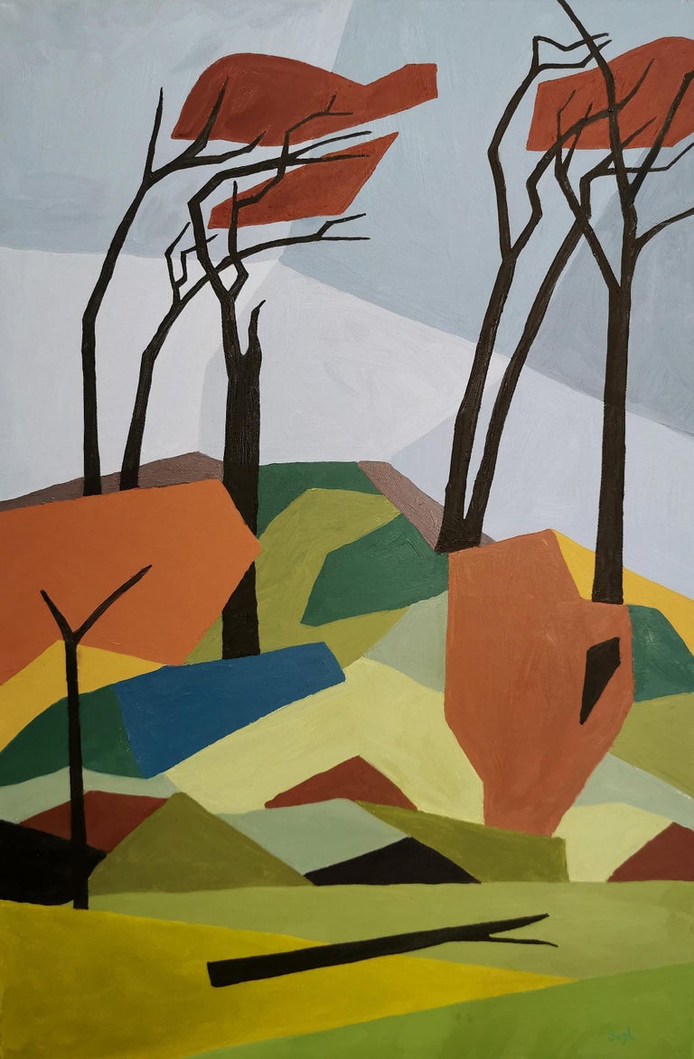 Suzanne Leighton - Abstracted Landscape Oil Painting "Misty Morning 1 ...