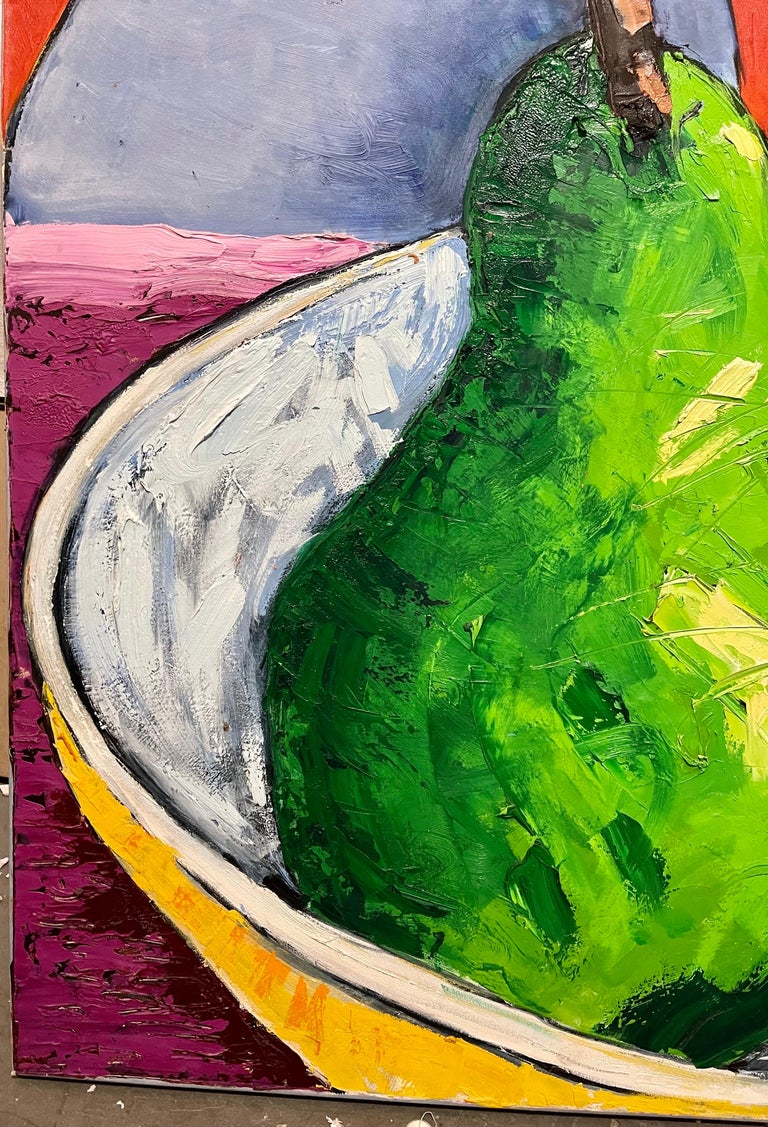 Suzanne Mears - Large Pop Art Oil Painting "Pear" Modernist Colorful ...