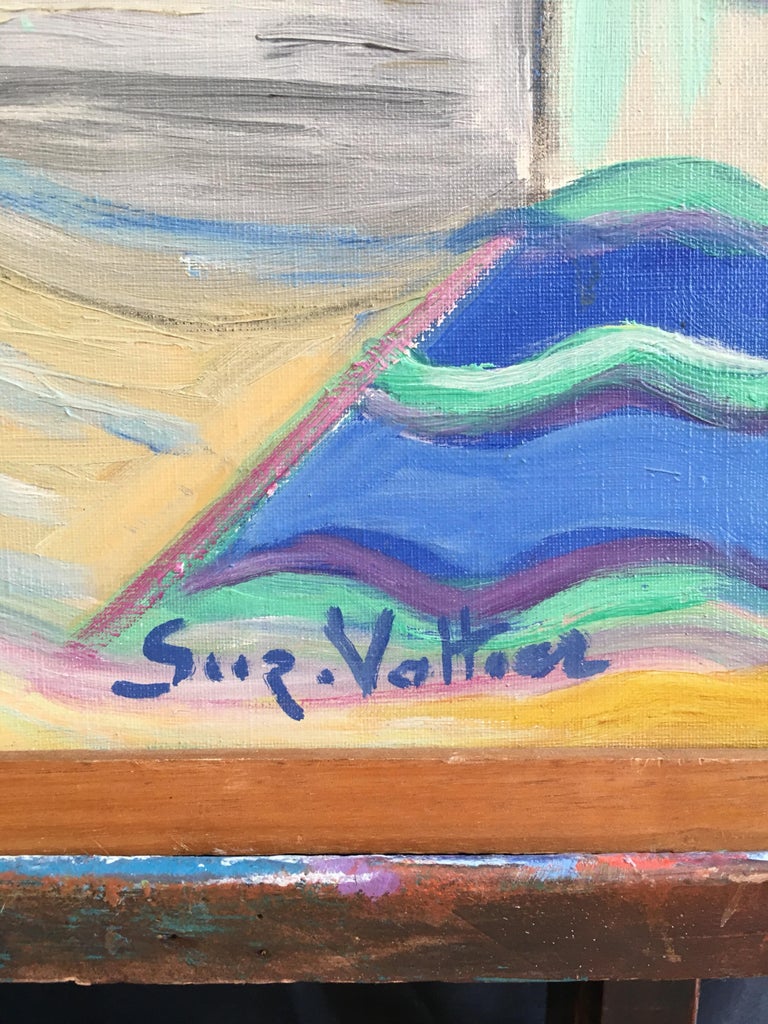 Suzanne Vattier - 'Femme Assise' Abstract Oil Painting, Signed For Sale ...