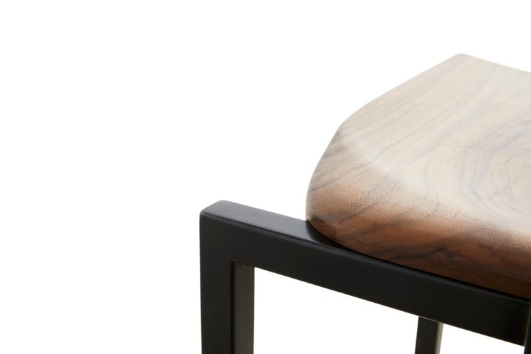 "Suze's Stool" in Hand-Shaped Walnut and Blackened Steel Base For Sale ...