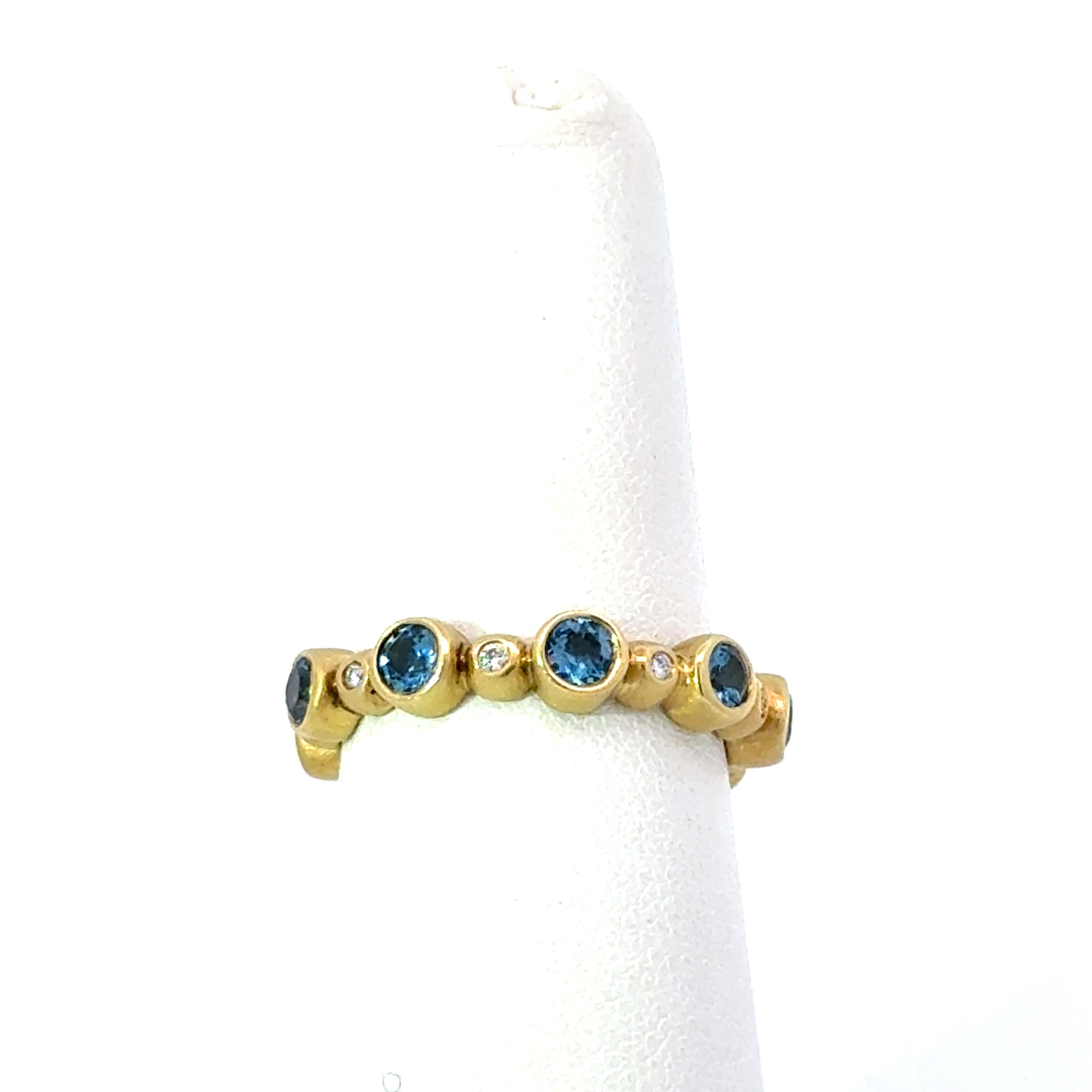 Suzy Landa Blue Tourmaline and Diamond 18K Yellow Gold Eternity Band ...