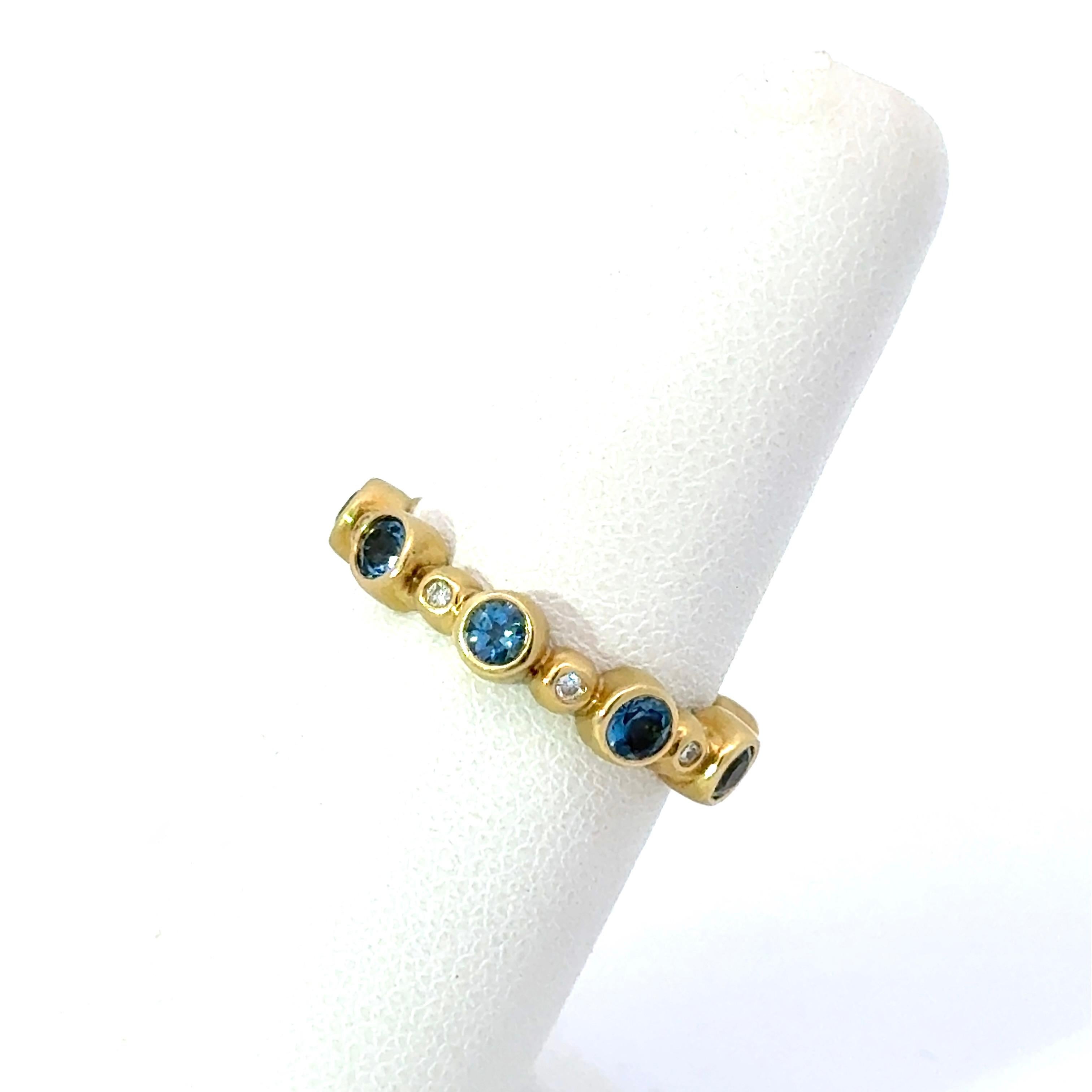 Suzy Landa Blue Tourmaline and Diamond 18K Yellow Gold Eternity Band ...
