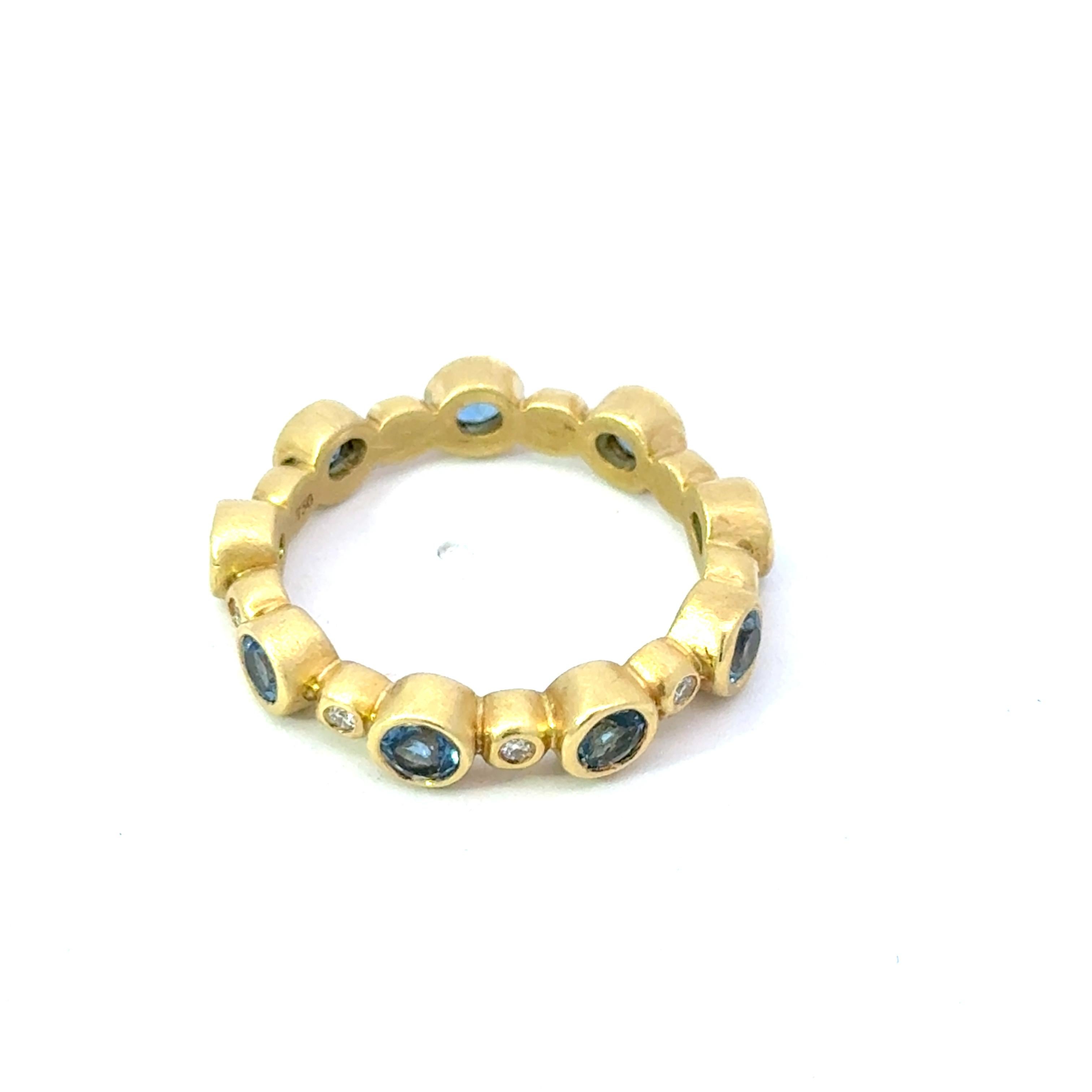 Suzy Landa Blue Tourmaline and Diamond 18K Yellow Gold Eternity Band ...