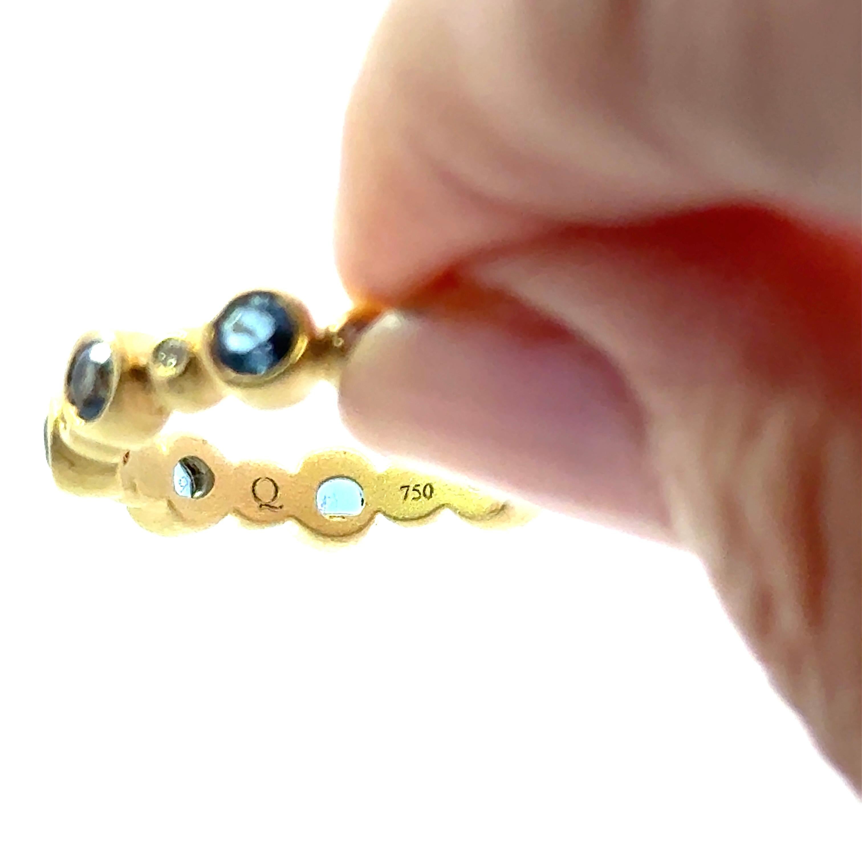 Suzy Landa Blue Tourmaline and Diamond 18K Yellow Gold Eternity Band ...