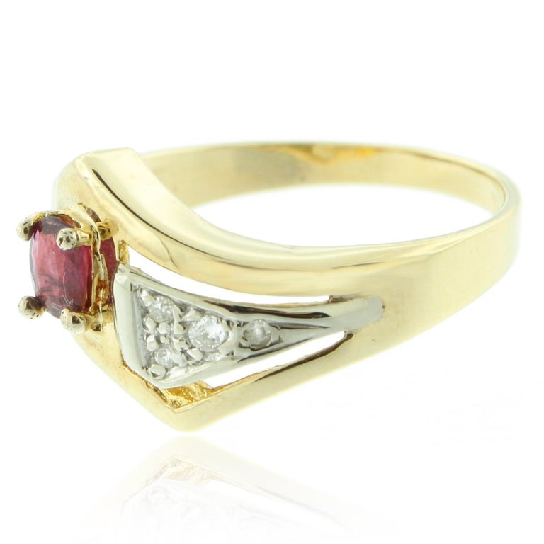 Suzy Levian 14K Two-Tone White and Yellow Gold Oval-Cut Ruby Vintage ...