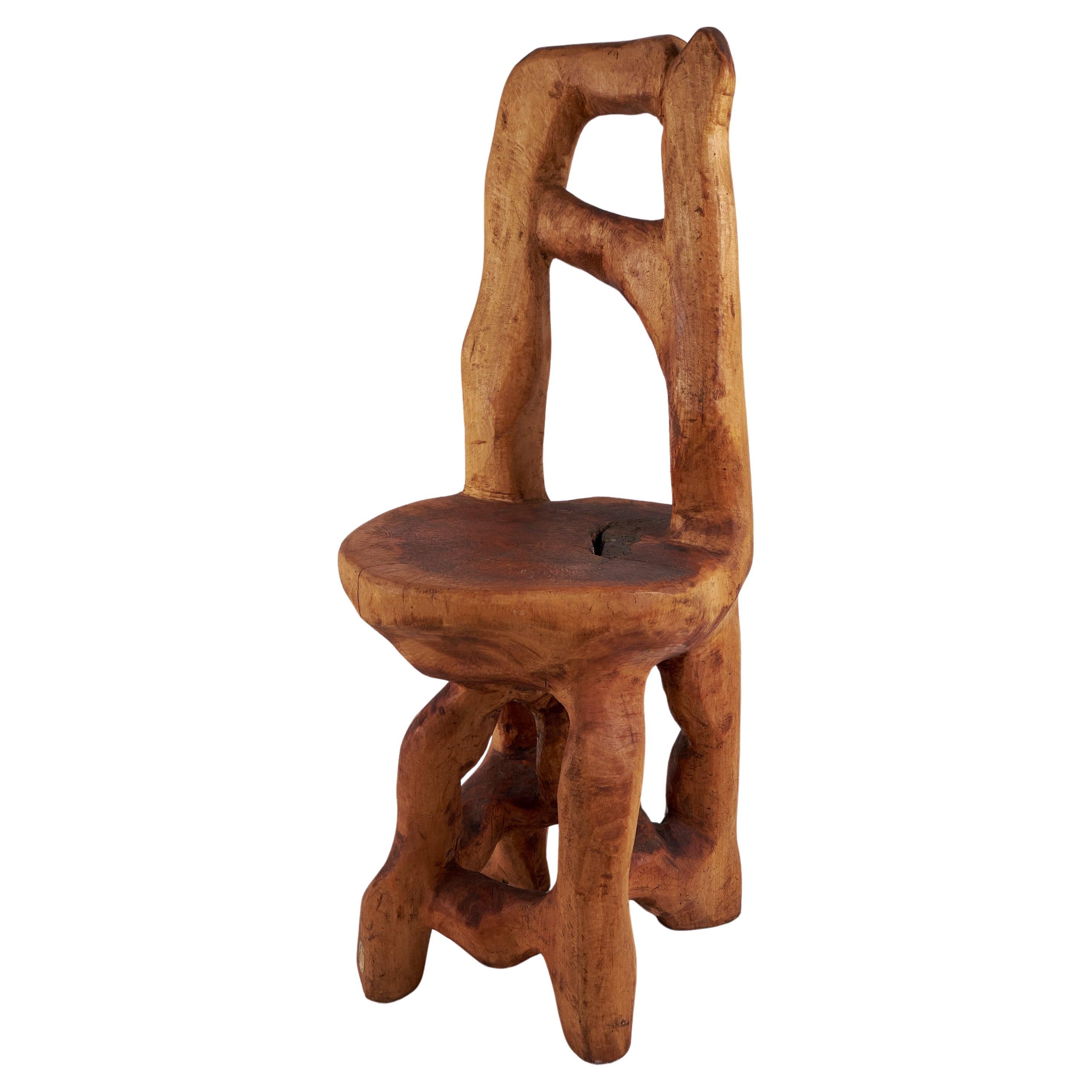 Svarun, Rustic, Solid Wood Chair, Carved from Single Piece of Wood ...