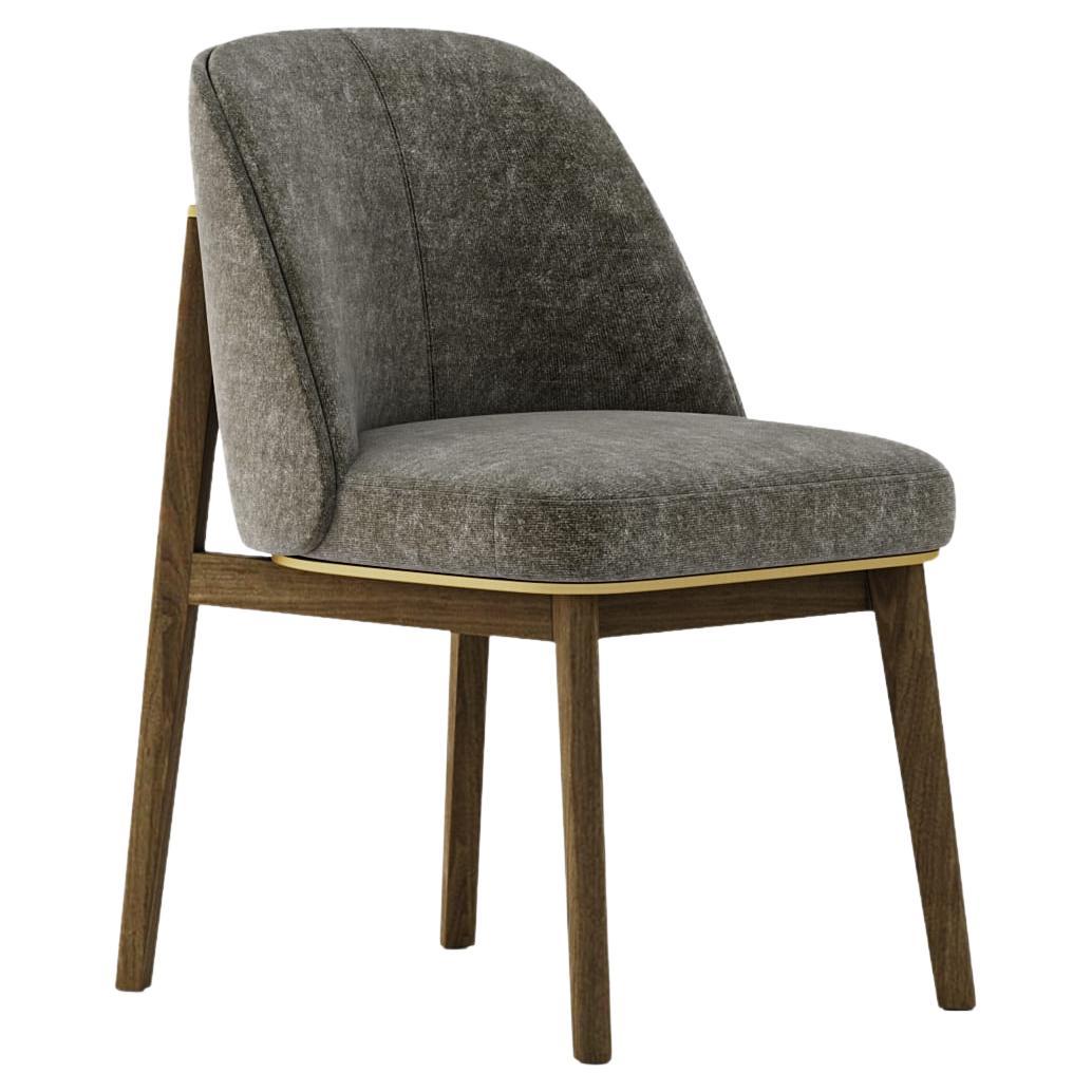 Elegant Evelyn Chair in Cream Fabric with Wooden and Mettalic Legs For ...