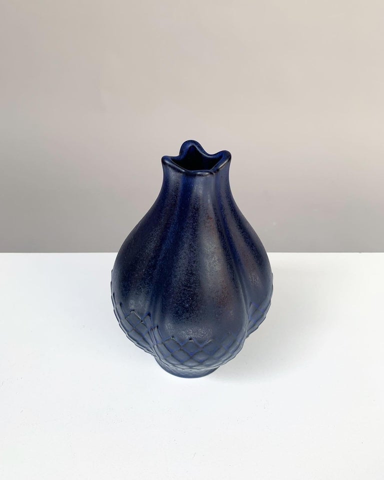 Sven Erik Skawonius Maraccas Blue Reptile Ceramic Vase Upsala Ekeby ...