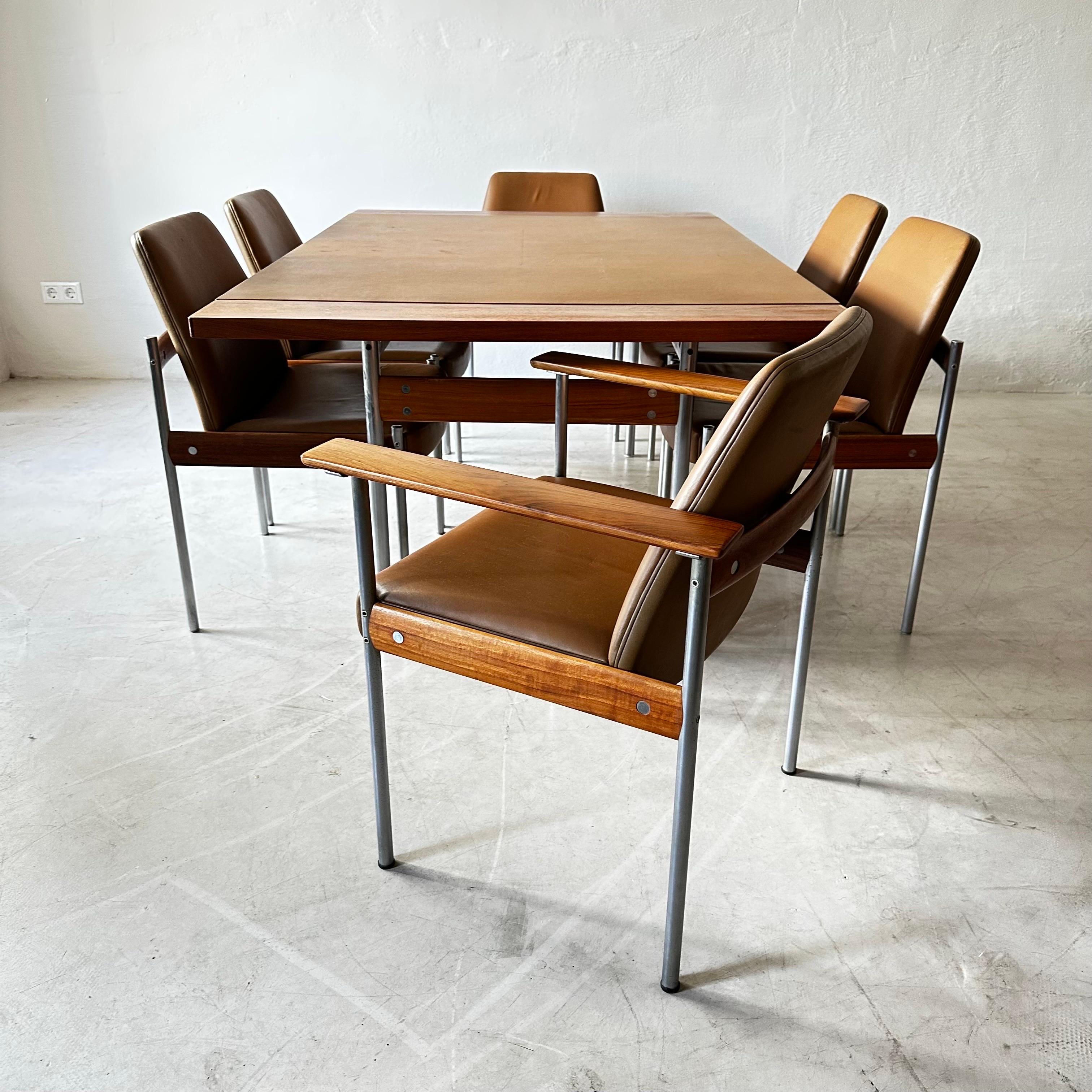 Sven Ivar Dysthe Dining Room Set, Chairs and Table in Cognac Leather ...