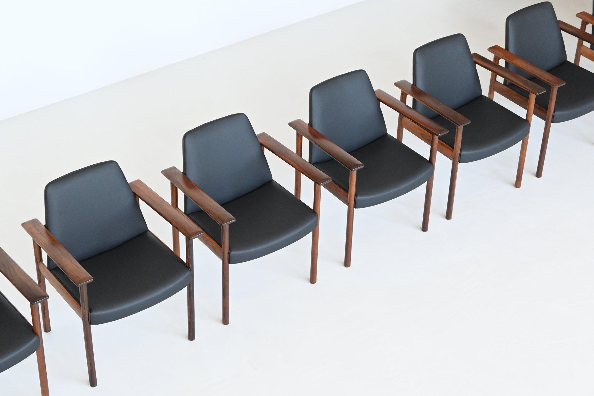 Sven Ivar Dysthe large set of armchairs rosewood Dokka Mobler Norway ...