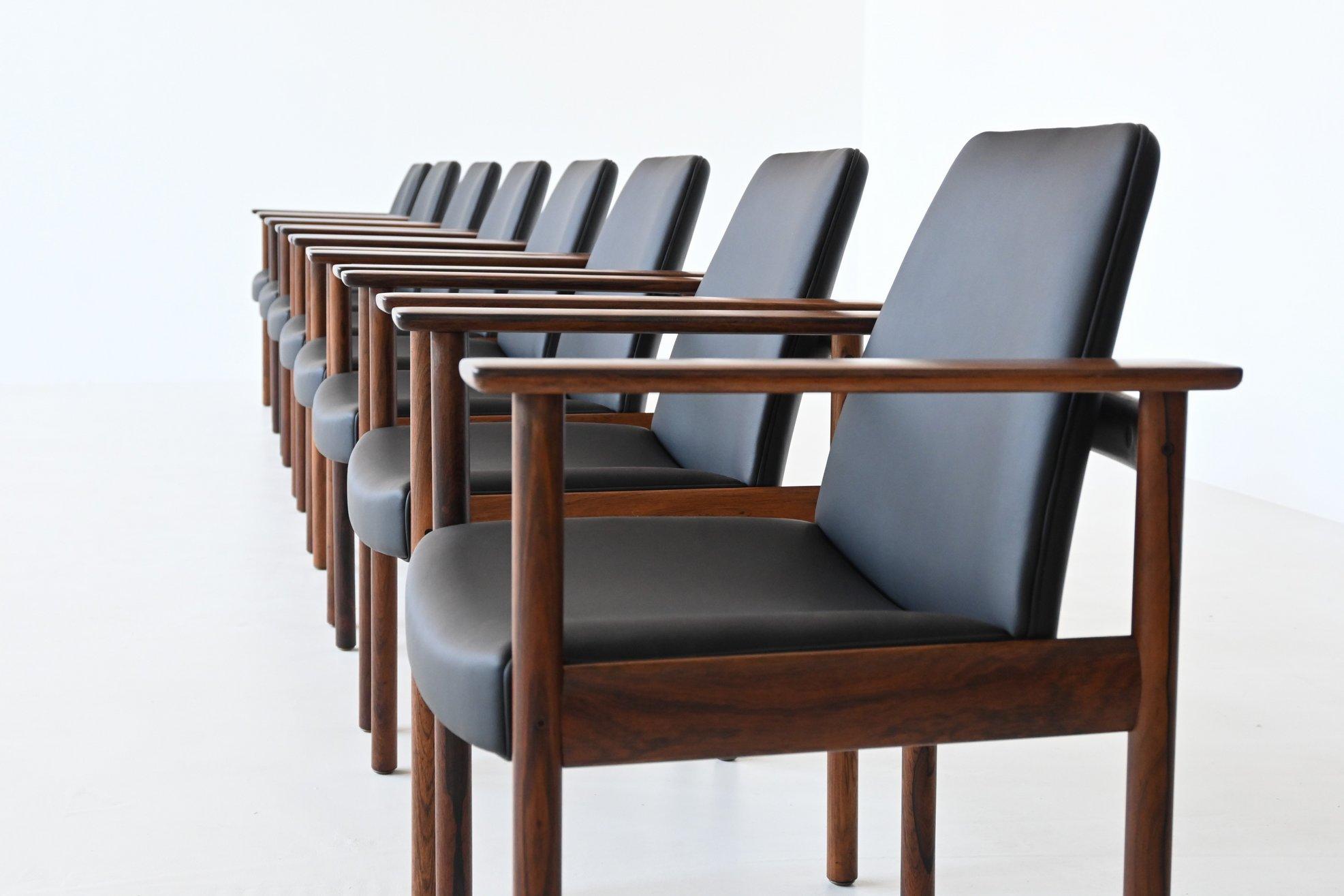 Sven Ivar Dysthe large set of armchairs rosewood Dokka Mobler Norway ...