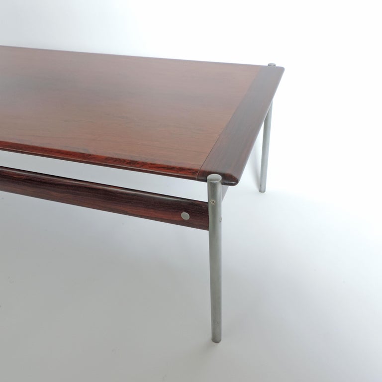Sven Ivar Dysthe Rosewood and metal Coffee table for Dokka Møbler ...