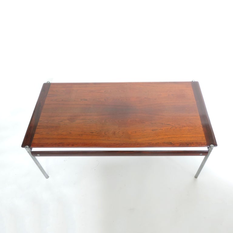 Sven Ivar Dysthe Rosewood and metal Coffee table for Dokka Møbler ...
