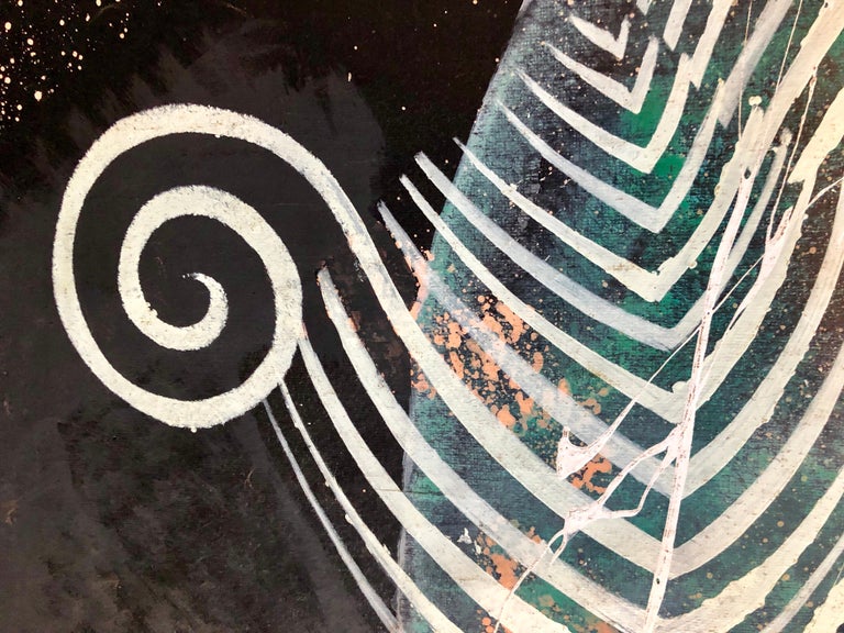 Sven Lukin - Large Mod Acrylic Painting on Tar Paper Tropical Abstract ...