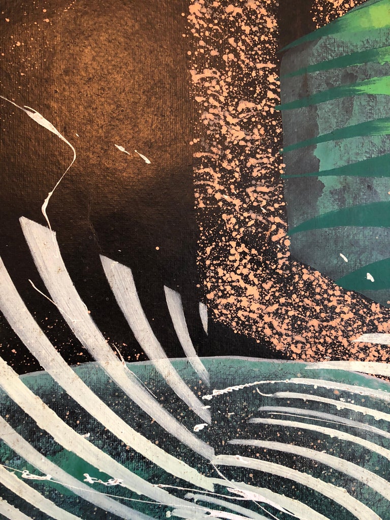 Sven Lukin - Large Mod Acrylic Painting on Tar Paper Tropical Abstract ...