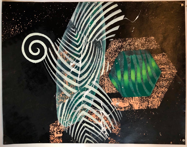 Sven Lukin - Large Mod Acrylic Painting on Tar Paper Tropical Abstract ...