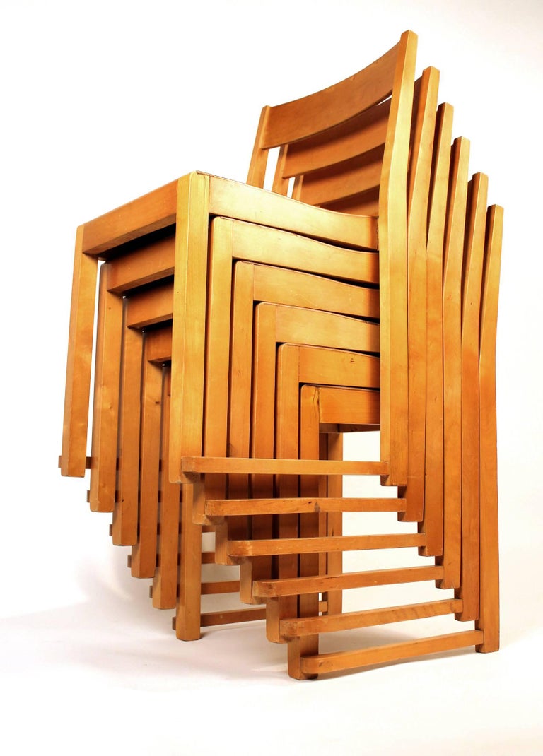 Sven Markelius Helsingborg Theater Birch Dining Chairs at 1stDibs