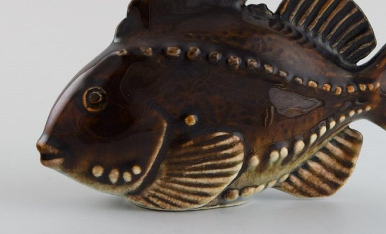 Sven Wejsfelt (1930-2009) for Gustavsberg. Unique Stim fish in glazed ...