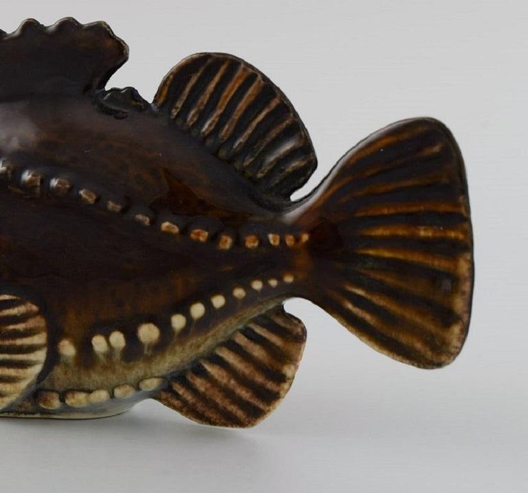 Sven Wejsfelt (1930-2009) for Gustavsberg. Unique Stim fish in glazed ...