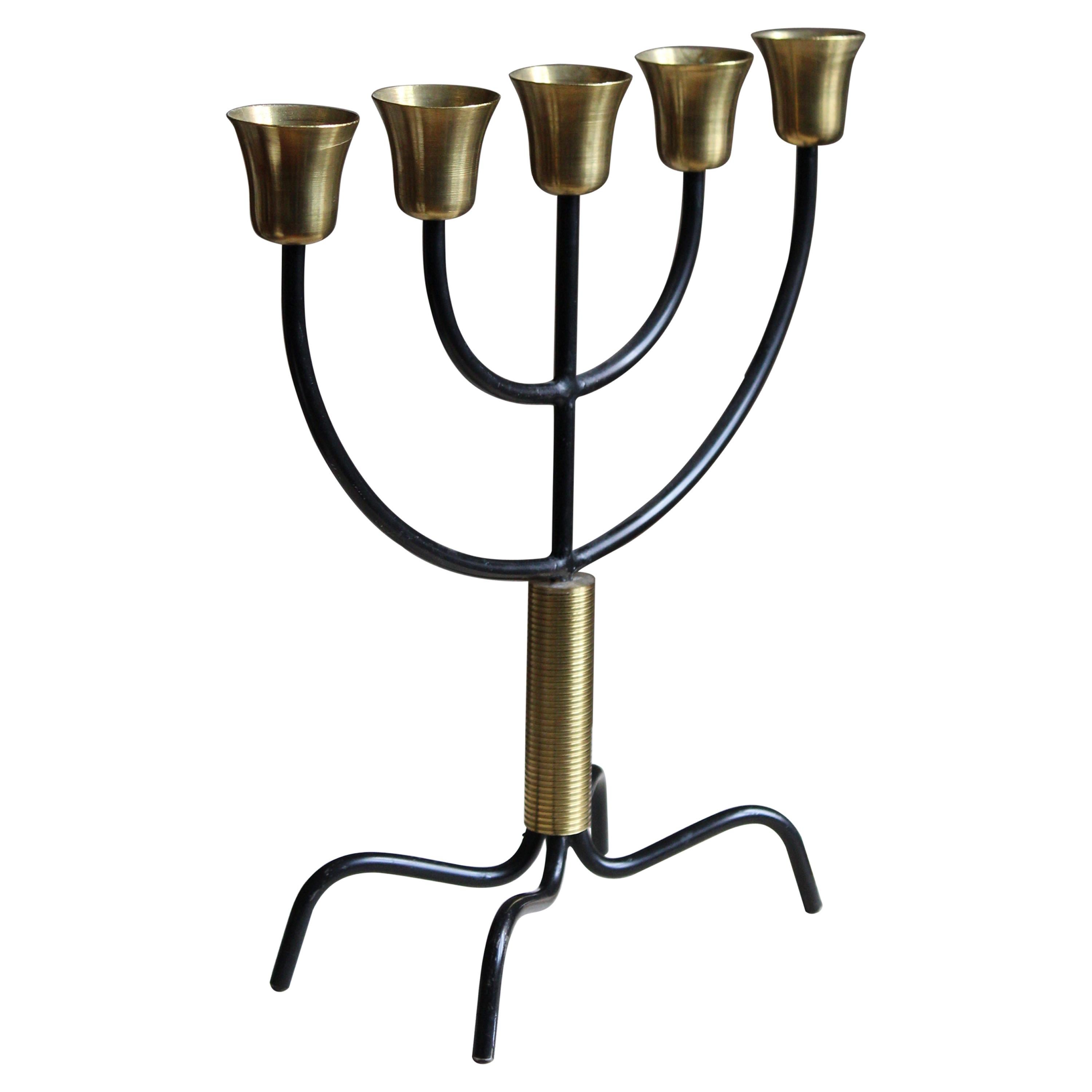 Svend Aage Holm Sørensen, Rare Candelabra, Brass, Lacquered Metal ...