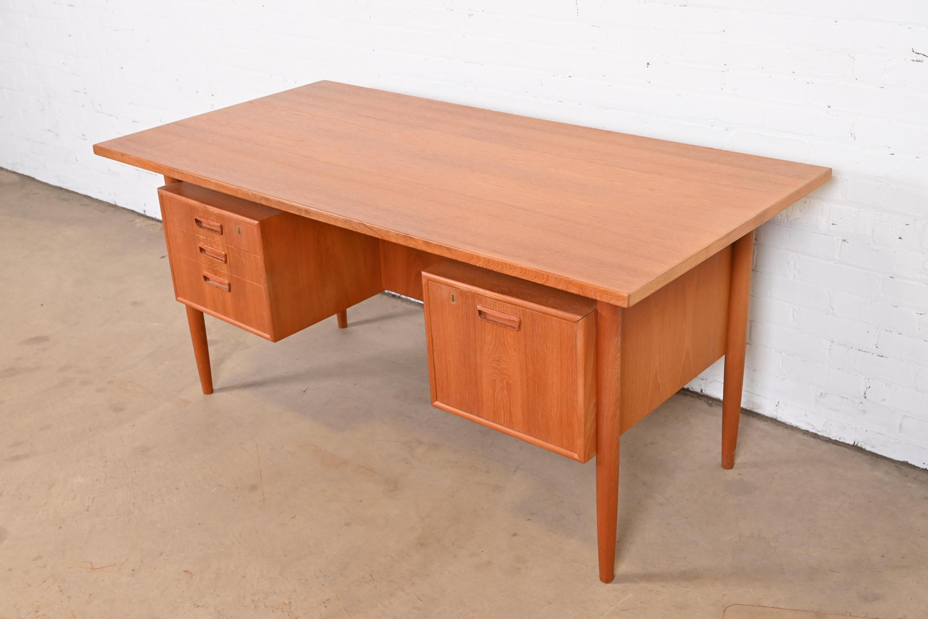 Svend Aage Madsen Danish Modern Teak Floating Top Executive Desk, 1960s ...