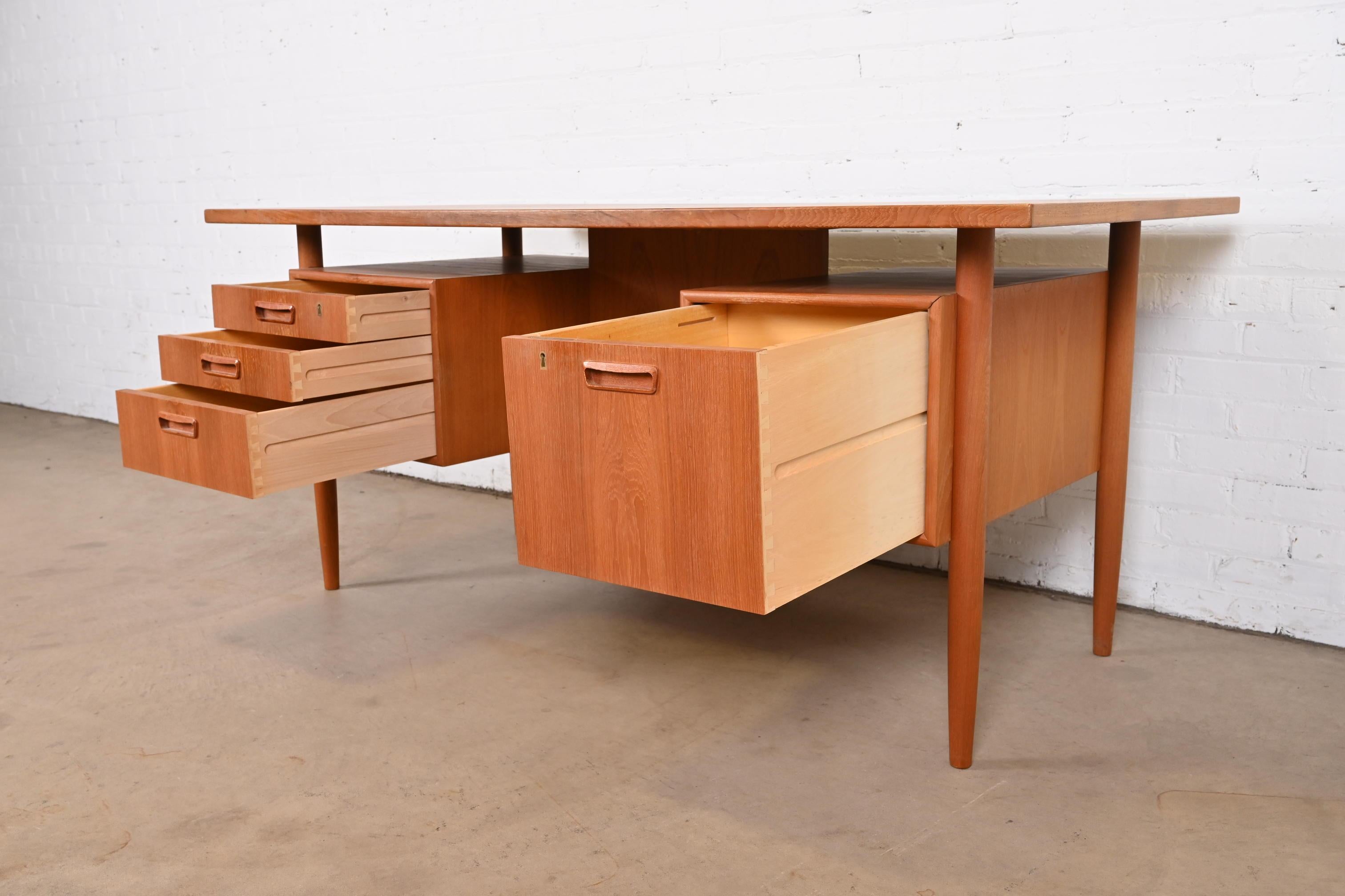 Svend Aage Madsen Danish Modern Teak Floating Top Executive Desk, 1960s ...