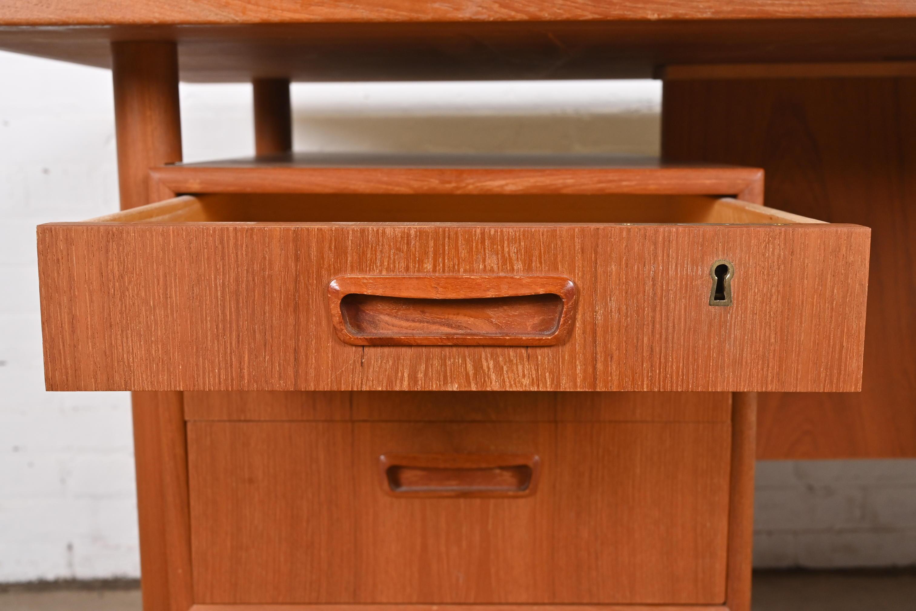 Svend Aage Madsen Danish Modern Teak Floating Top Executive Desk, 1960s ...
