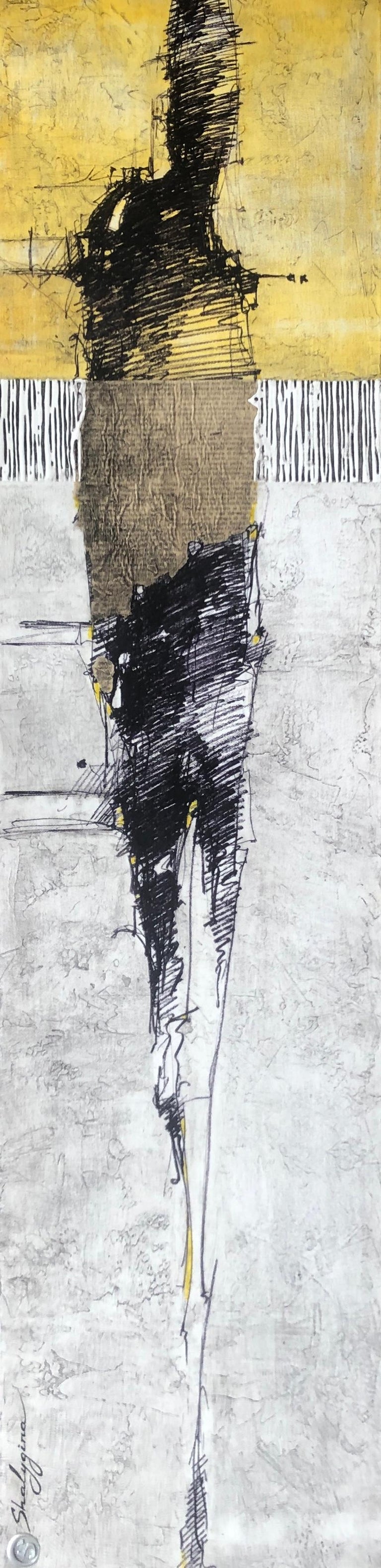 Svetlana Shalygina - Abstract Figure Drawing Yellow Gray Modern ...