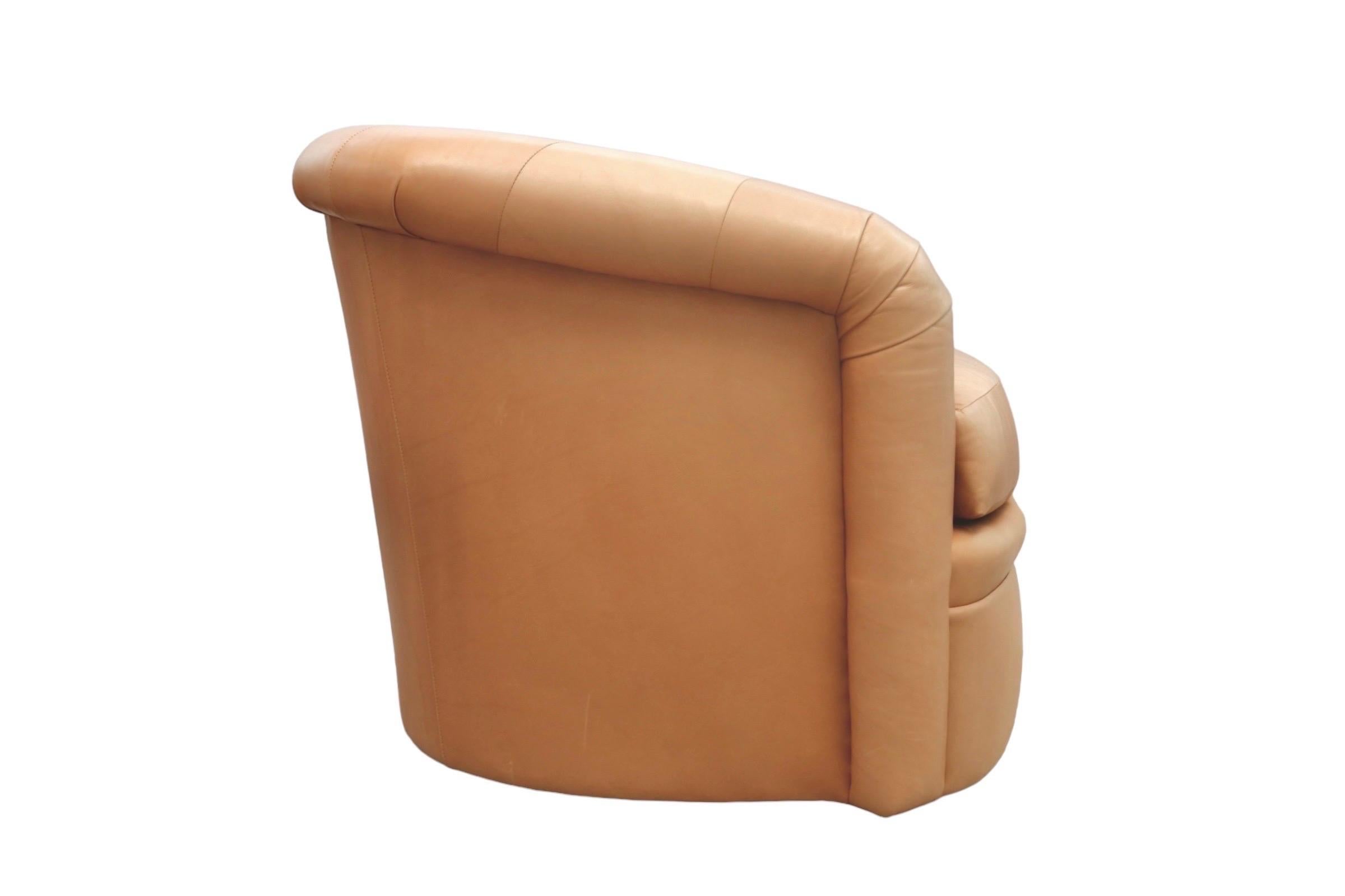 Swaim Leather Swivel Chair For Sale at 1stDibs