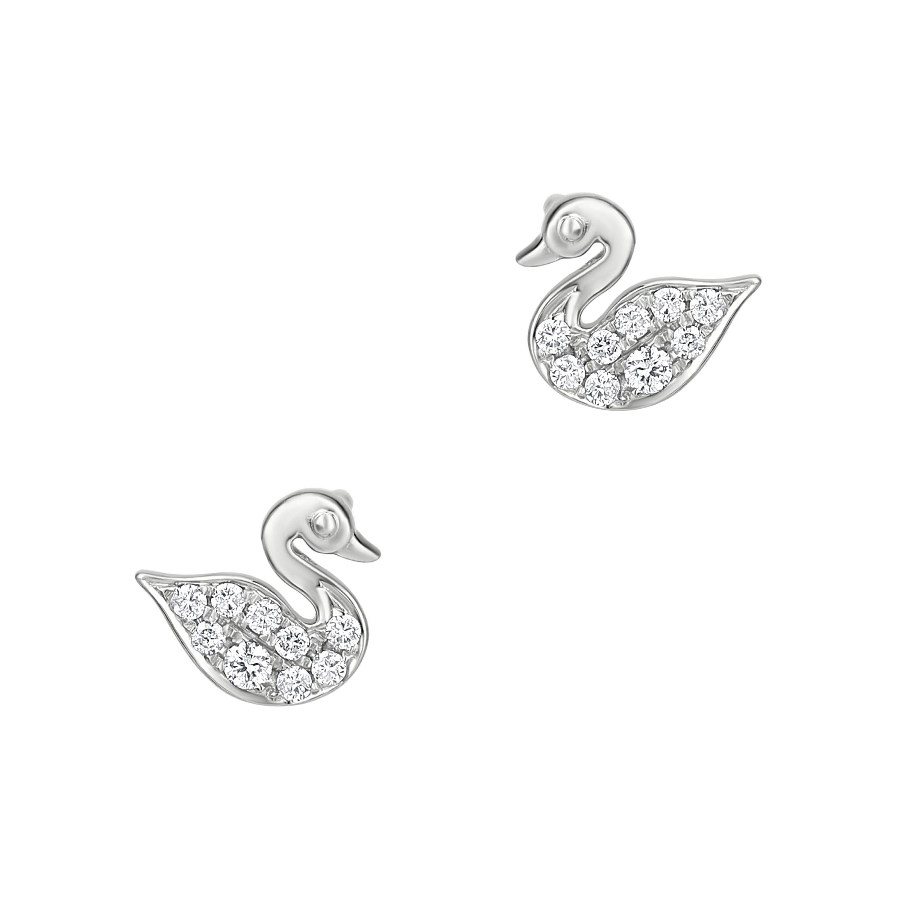 Diamond Swan studs For Sale at 1stDibs