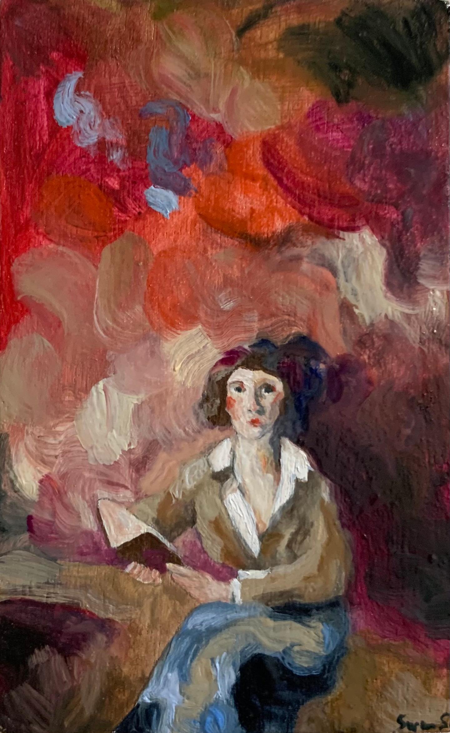 Lajos Rezes Molnar - Girl Holding a Basket of Fruit For Sale at 1stDibs