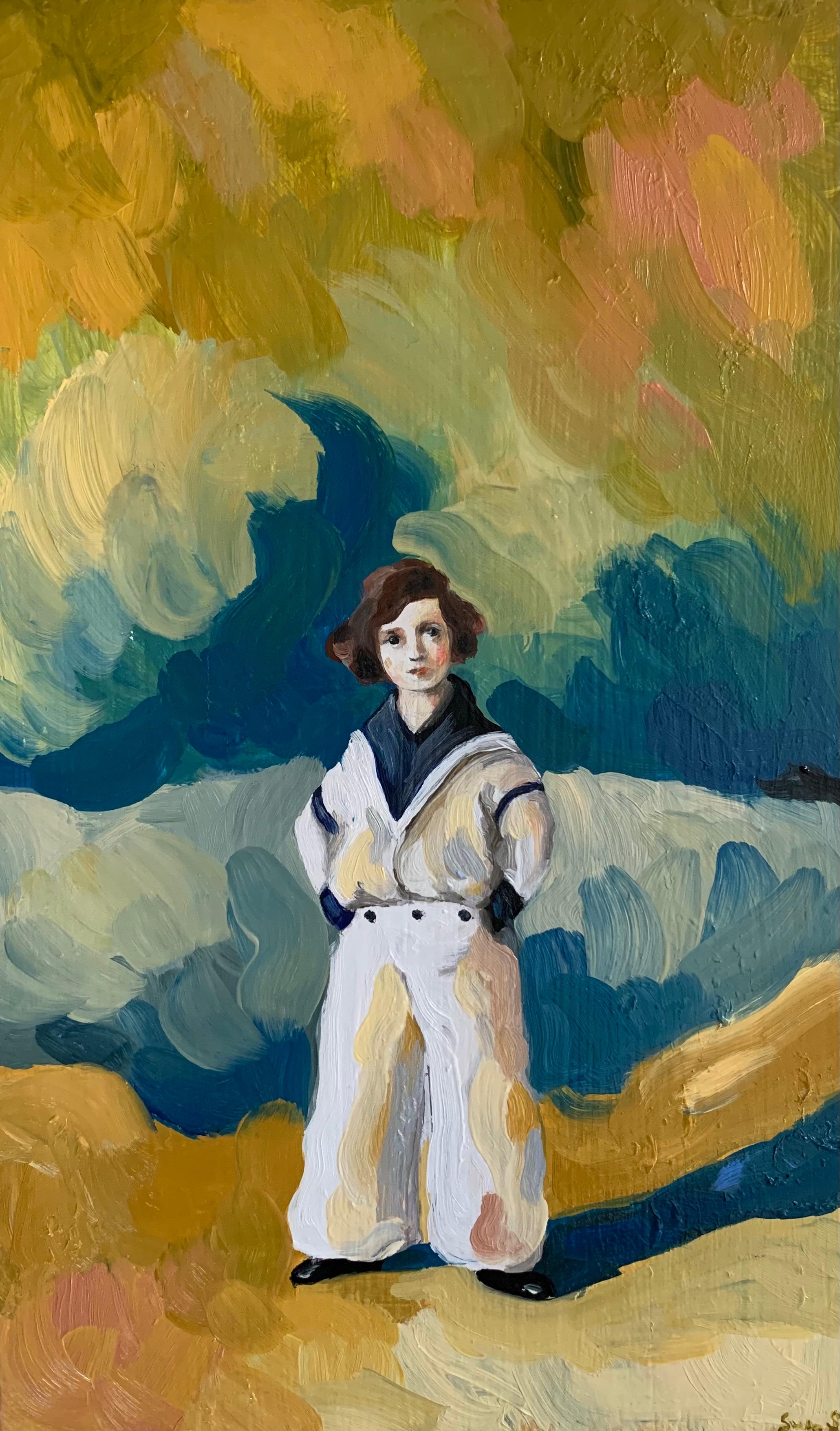 Lajos Rezes Molnar - Girl Holding a Basket of Fruit For Sale at 1stDibs