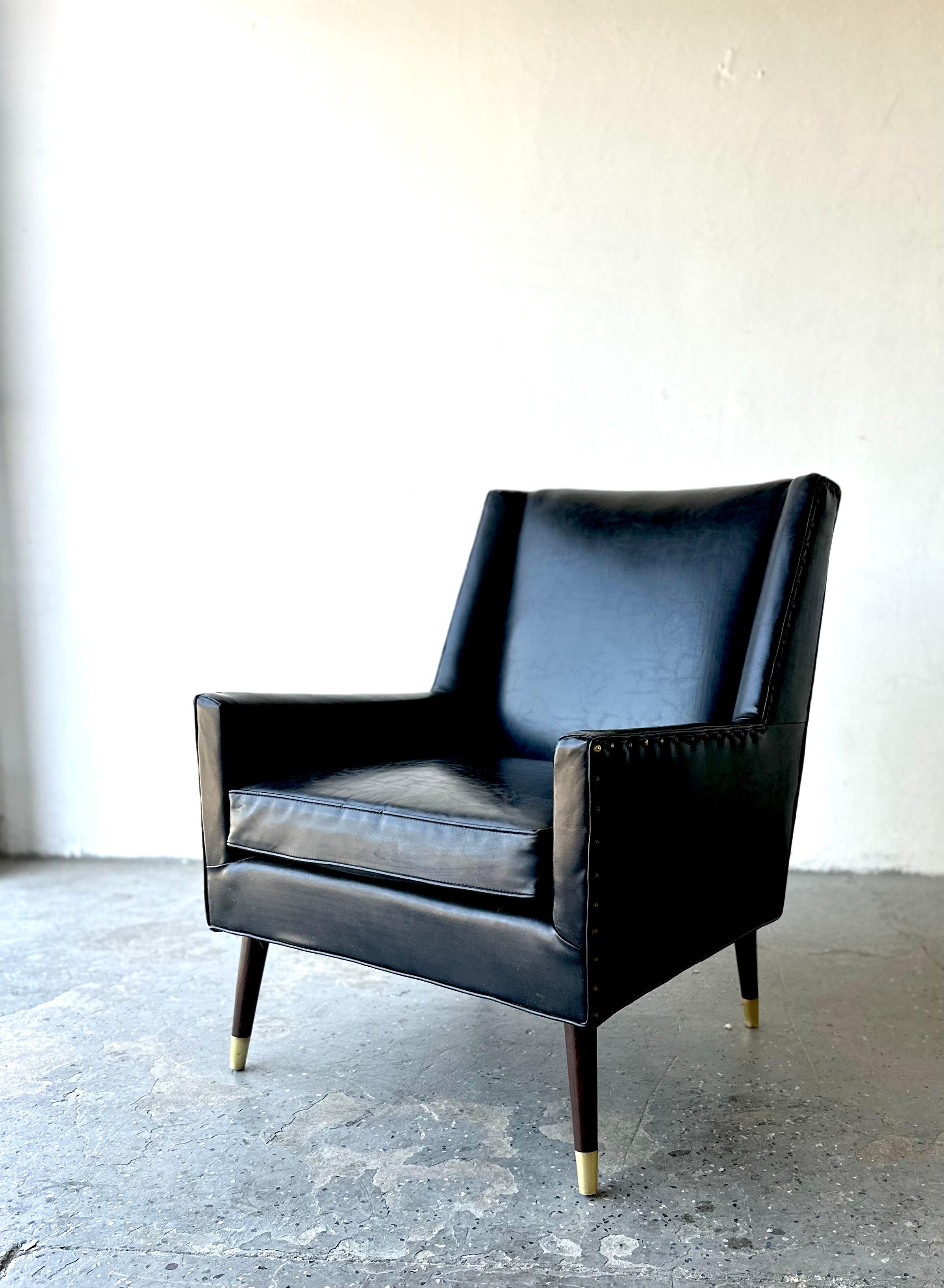 Swank Black 1950s Mid-Century Modern Lounge Chair For Sale at 1stDibs