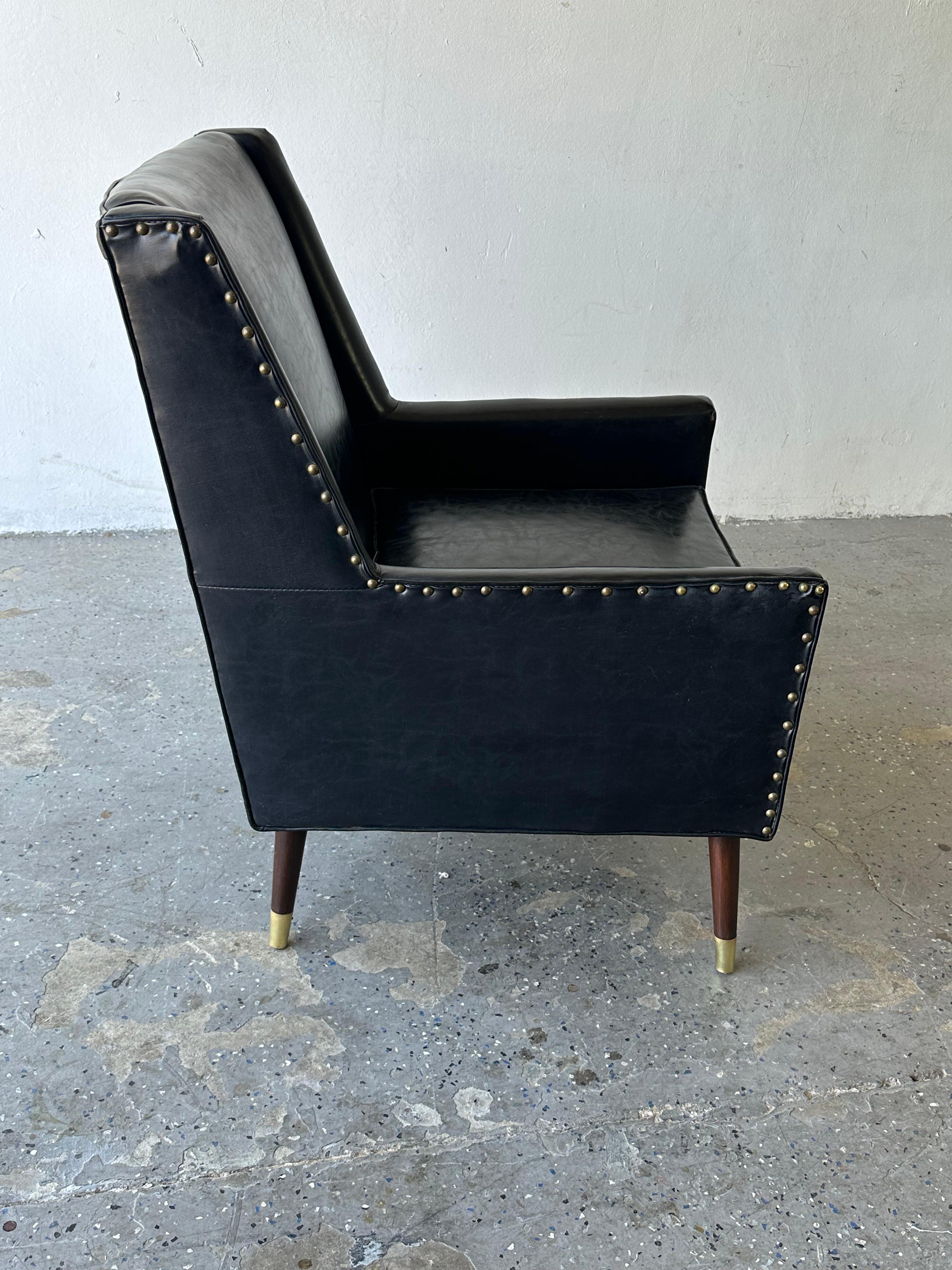 Swank Black 1950s Mid-Century Modern Lounge Chair For Sale at 1stDibs
