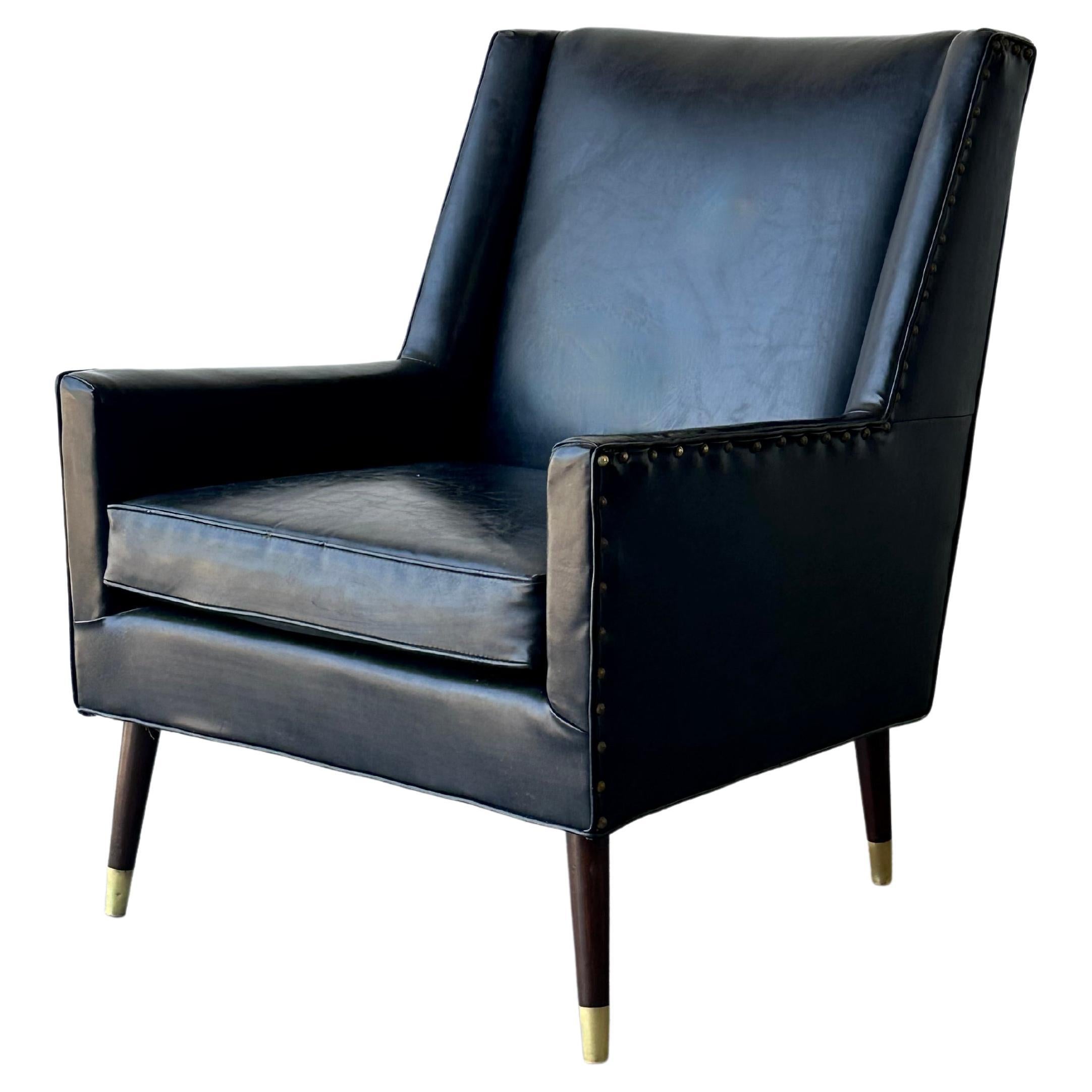 Swank Black 1950s Mid-Century Modern Lounge Chair For Sale at 1stDibs