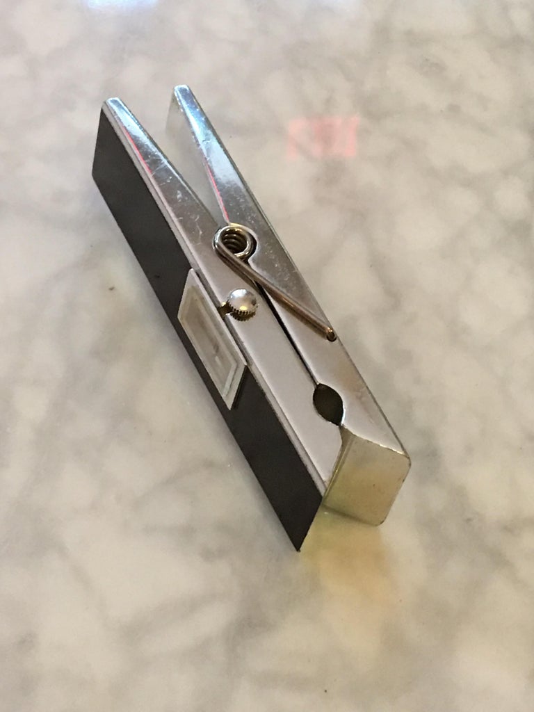 Swank Clothespin Clock Note Holder at 1stDibs