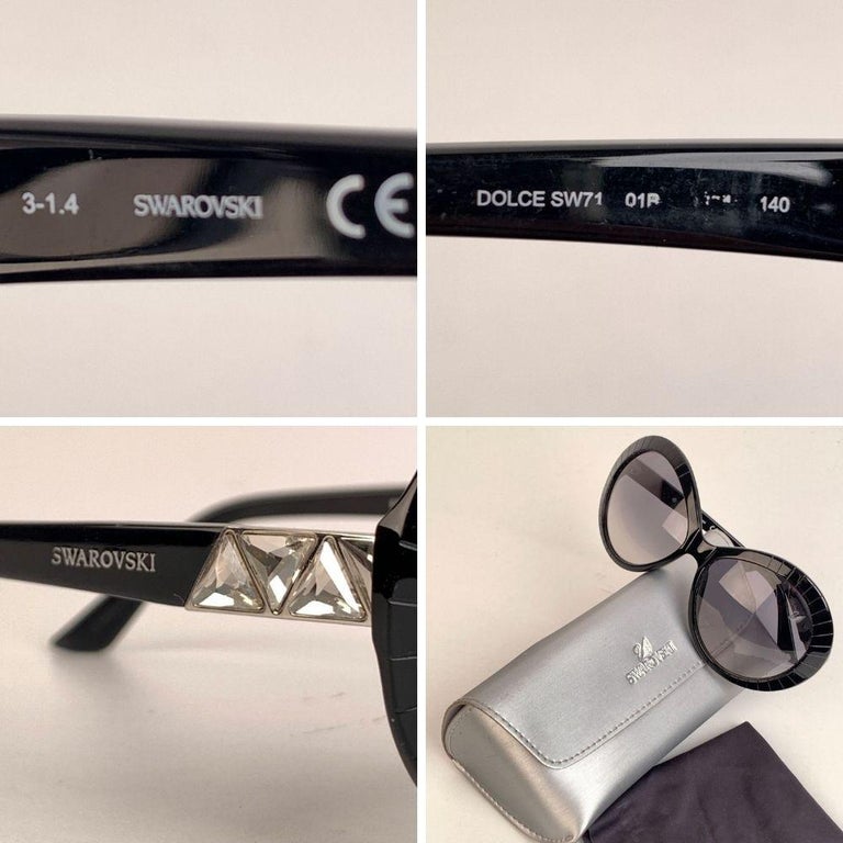 Swarovski Black Round Sunglasses Dolce SW71 01 B 140 mm with Crystals ...