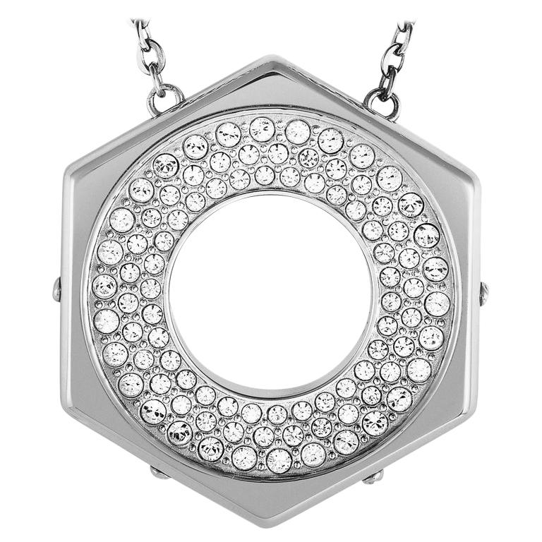 Swarovski Bolt Stainless Steel and Crystal Pave Pendant Chain Necklace ...
