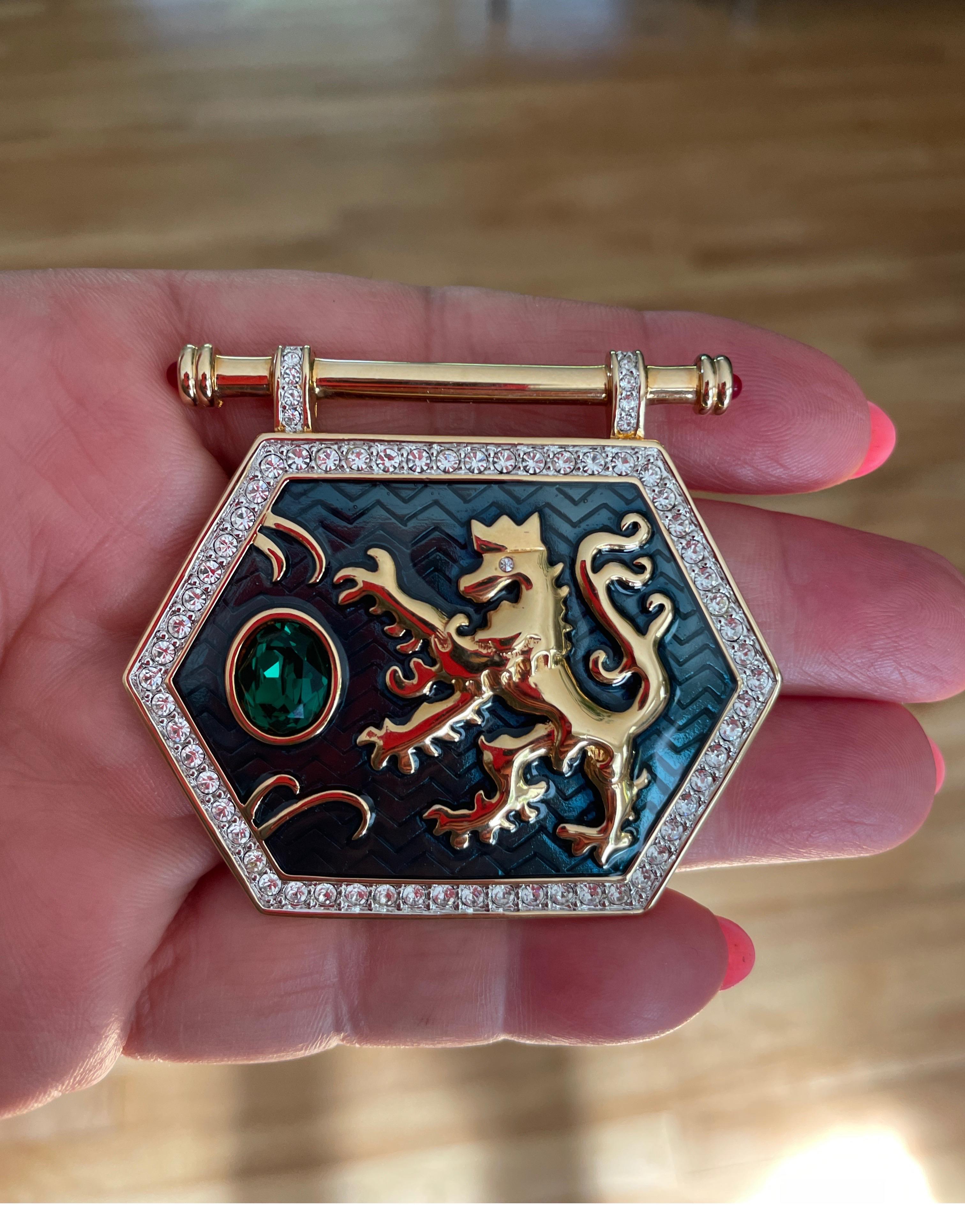 Swarovski Brooch "Jeweler's Collection" Crystal Enamel Shield Griffin ...
