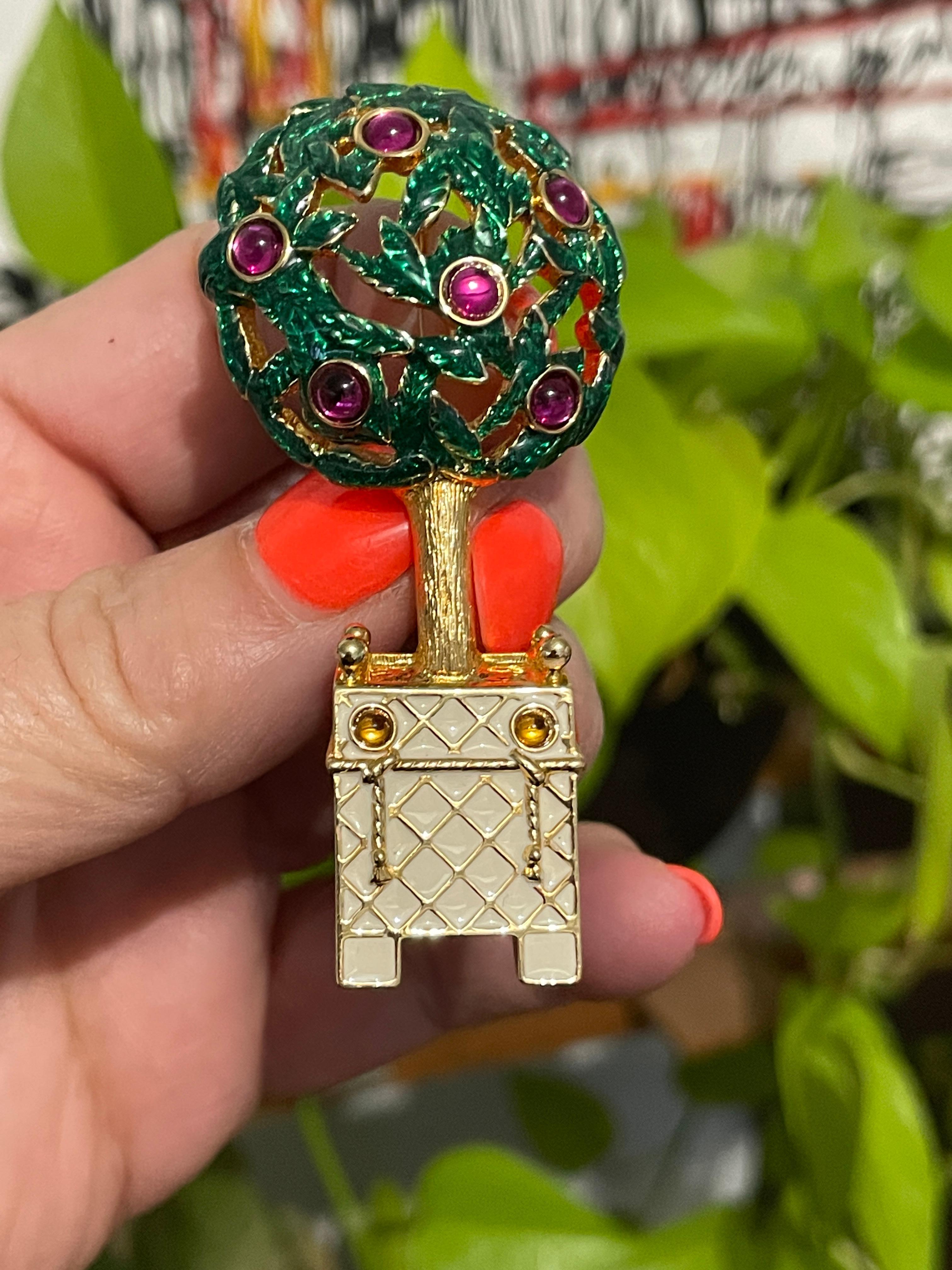 Swarovski Crystal Enameled Tree Brooch Pin New, Never worn 1980s For ...