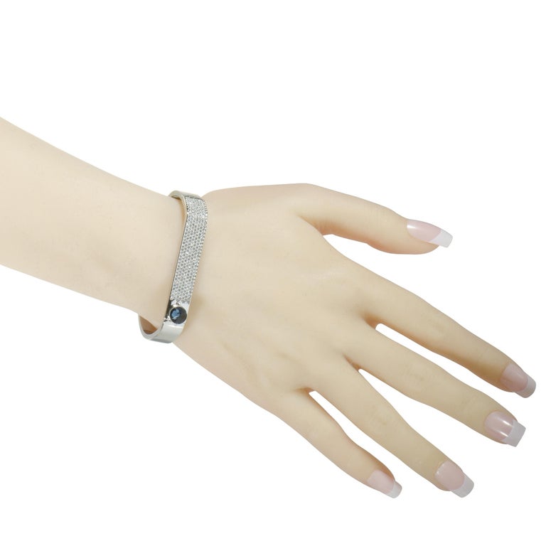 Swarovski Forward Stainless Steel and Crystal Bangle Bracelet at 1stDibs