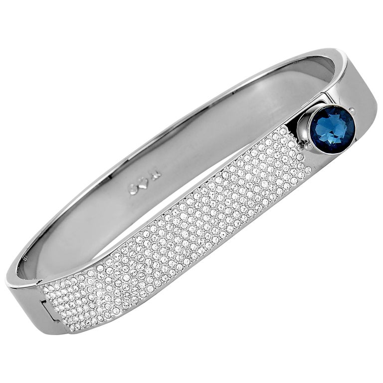 Swarovski Forward Stainless Steel and Crystal Bangle Bracelet at 1stDibs