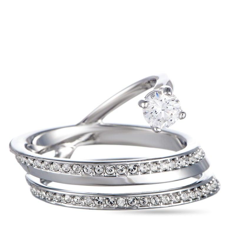 Swarovski Fresh Rhodium-Plated Crystal Swirl Ring For Sale at 1stDibs