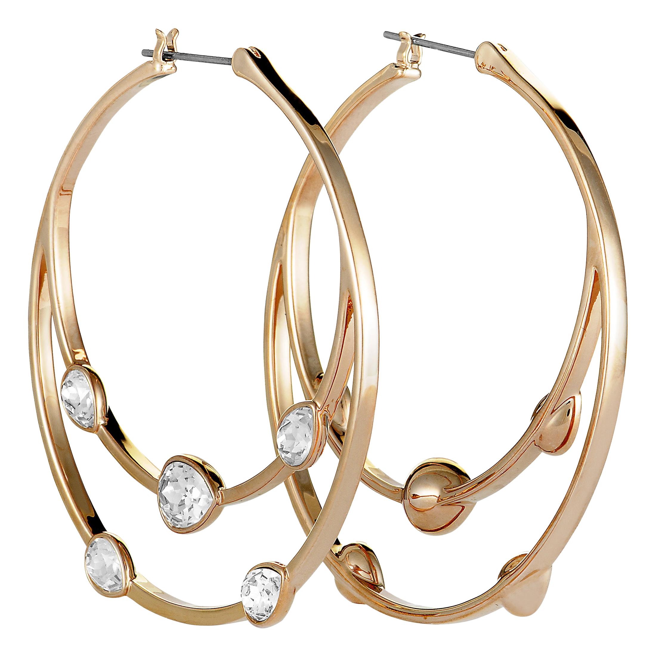 Swarovski Gaze Rose Gold-Plated Crystal Hoop Earrings at 1stDibs
