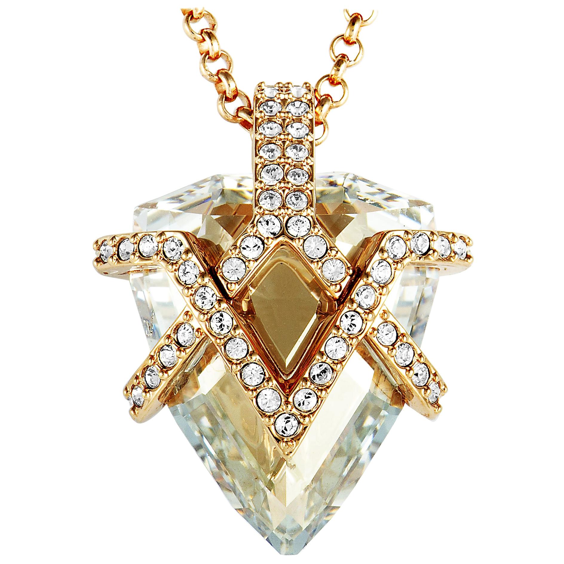 Swarovski Goodwill Yellow Gold-Plated and Crystal Pendant Necklace at ...