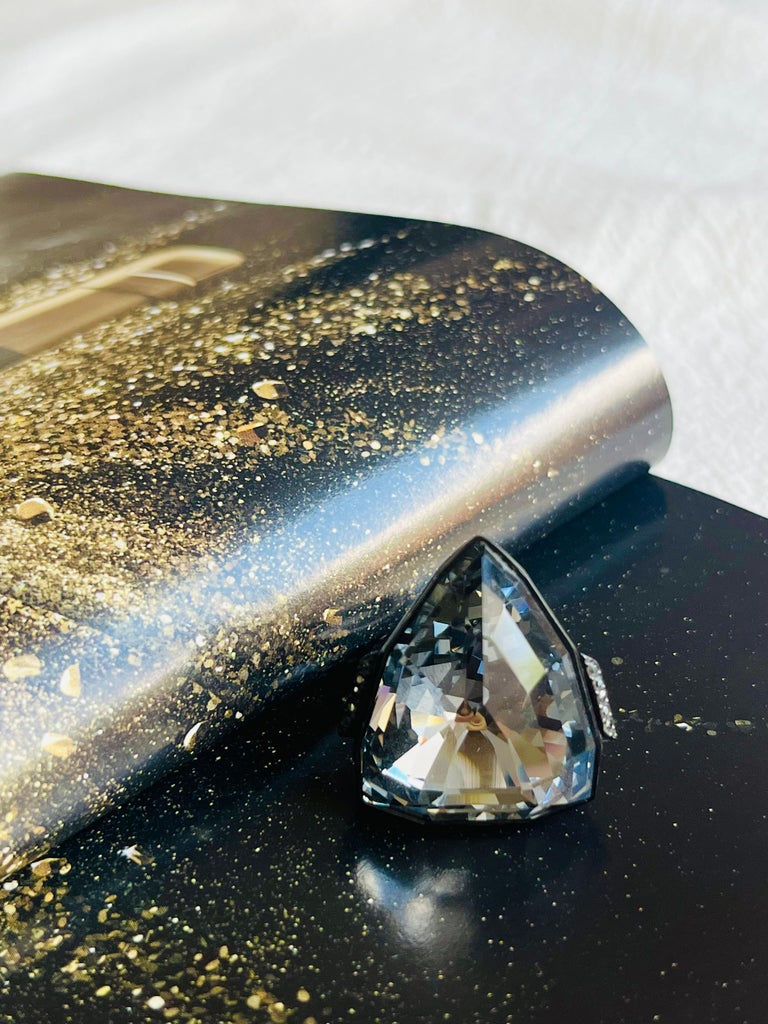 Swarovski Nirvana Triangle Crystals Black Curiosa Cocktail Ring, Size ...