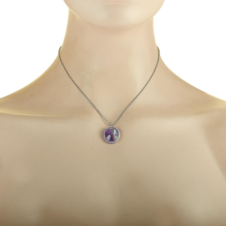 Swarovski Oval Rhodium-Plated Steel Purple and Clear Crystal Pendant ...