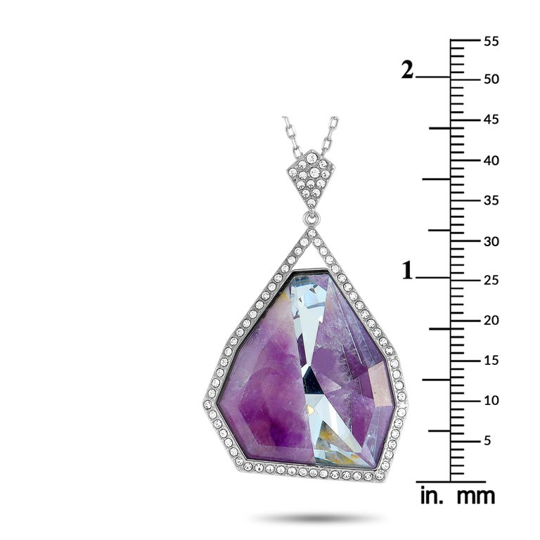 Swarovski Rhodium-Plated Stainless Steel Purple and Clear Crystal ...