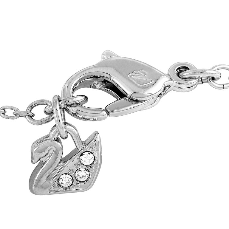 Swarovski Rhodium-Plated Stainless Steel Purple and Clear Crystal ...