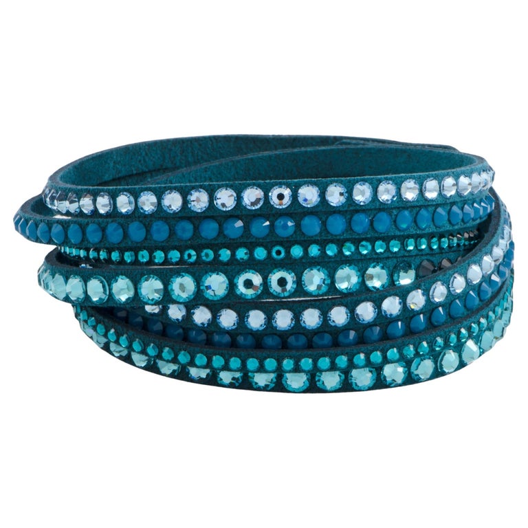 Swarovski Slake Teal 2 in 1 Suede Wrap Bracelet 5043496-M-Medium For ...